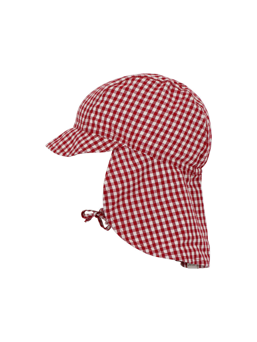 Red Check Hat with Neck Shade – Luna & Curious